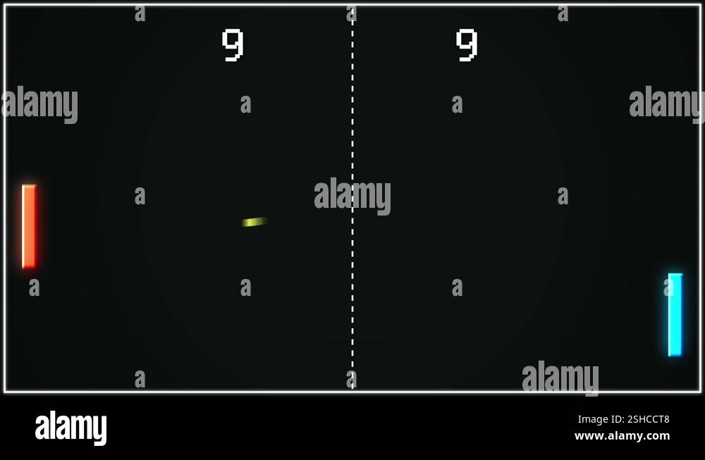 Winning the round of the classic pixel retro computer game of ping pong ...