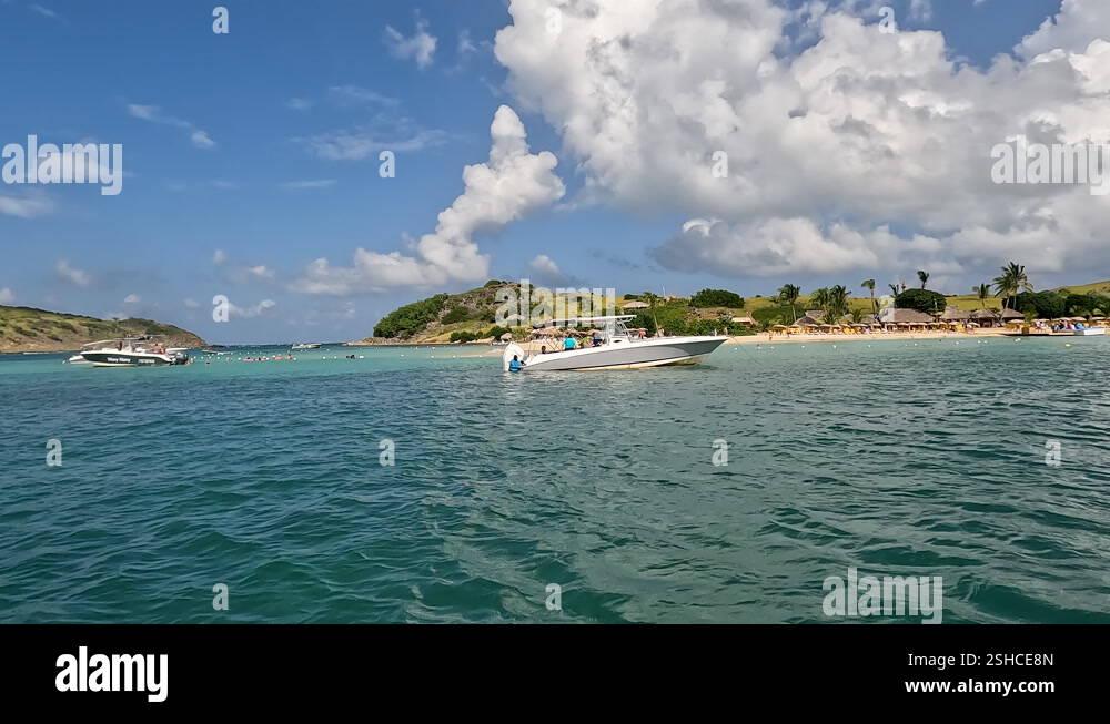 St Martin Pinel Island view from boat Caribbean fast motion 4K Stock ...