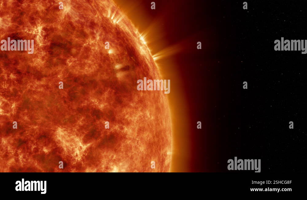 Sun with Erupting Plasma Flares in Outer Space Concept Close Track-Out ...
