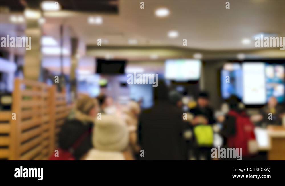 people visitors customers,wait for an electronic queue in fast food restaurant Stock Video ...