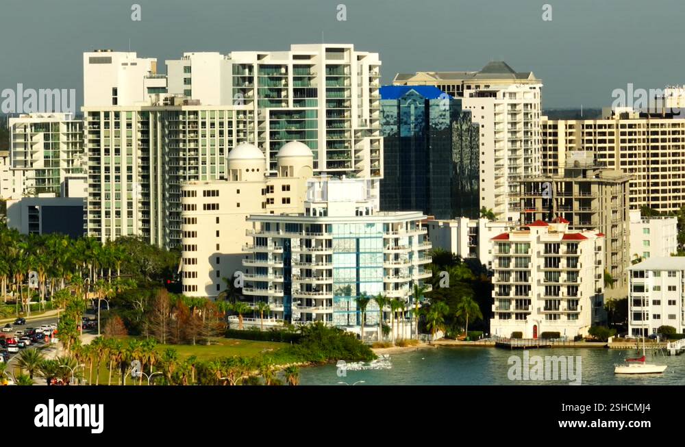 Aerial parallax video Downtown Sarasota Florida USA Stock Video Footage ...