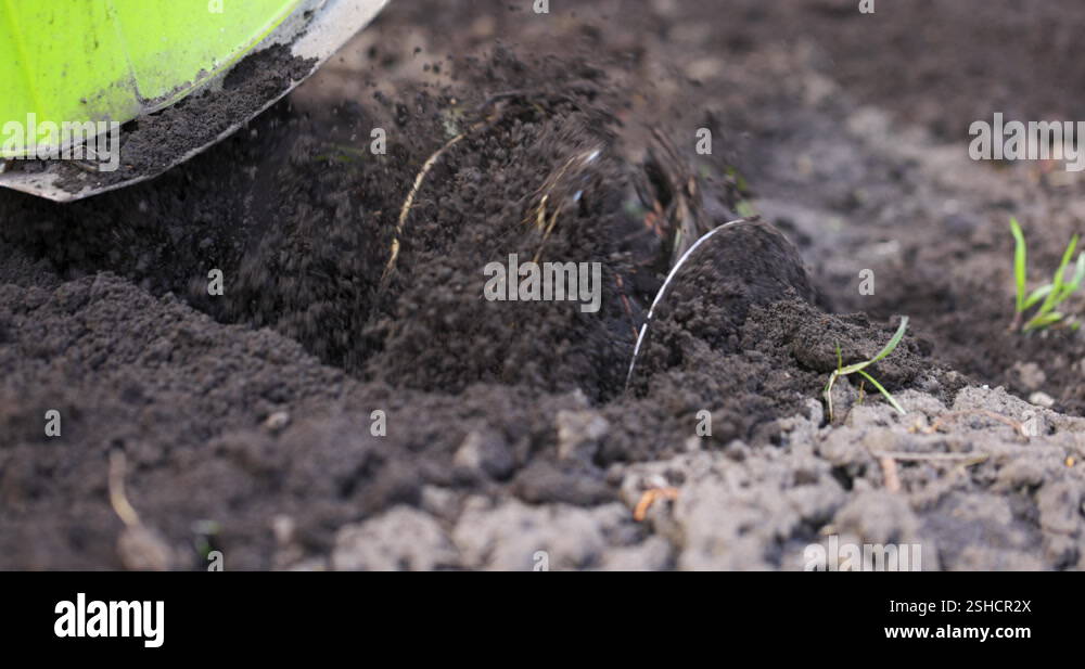 Man Farmer Ploughing Soil Motor Cultivator. Farm. Agriculture Stock ...