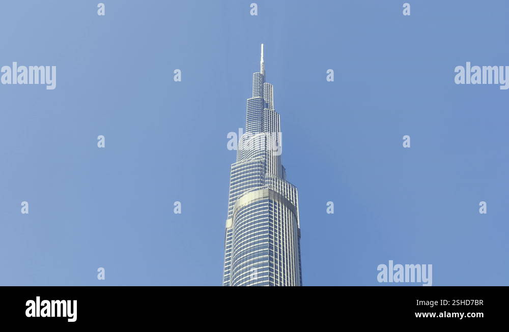 Top view of the tallest building in the world on a clear sky daytime ...
