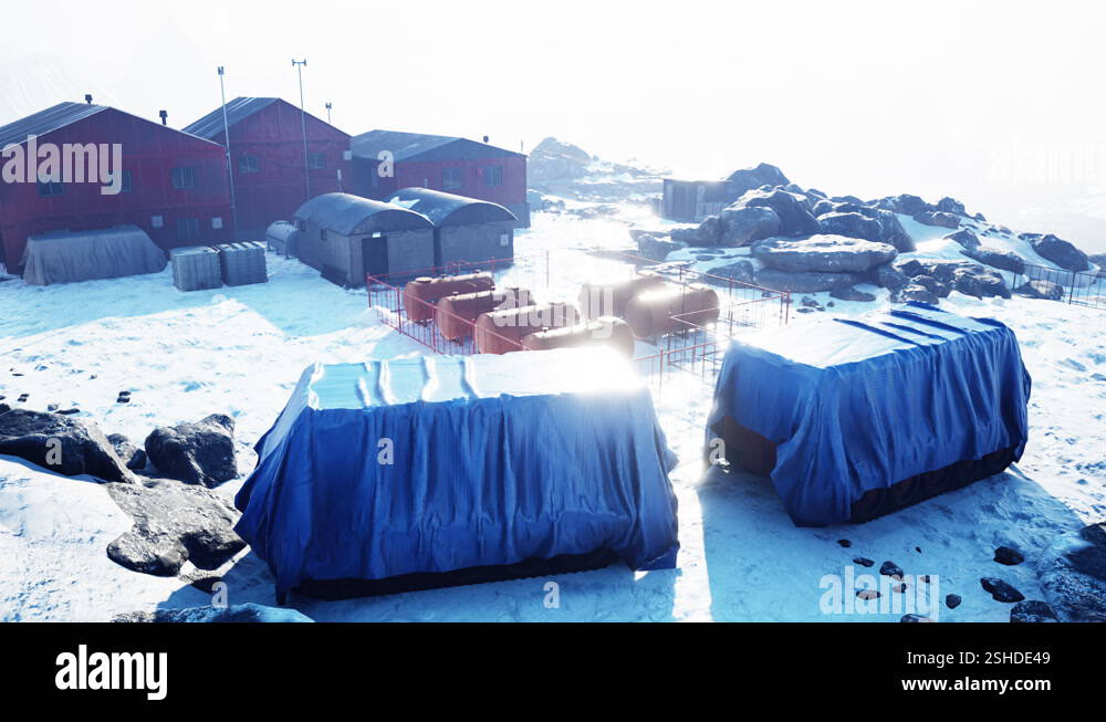 Russian research and polar expedition base buildings in Arctic Stock ...