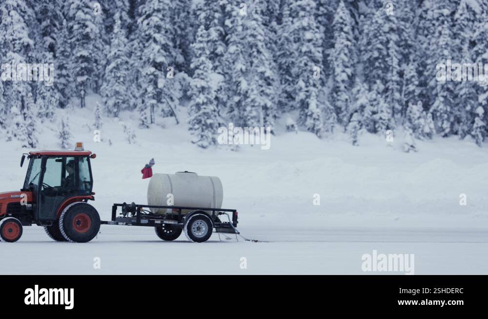 Ice Rink Lake Louise Banff National Park, 4K, Tractor Stock Video ...