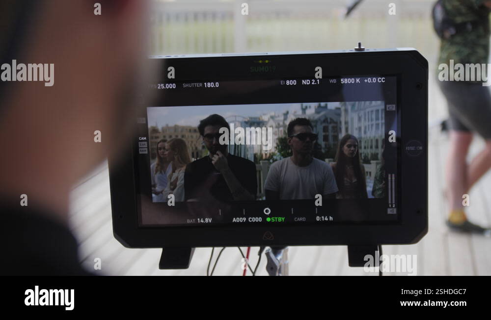 Film making crew and actors wait for shooting at set Stock Video ...