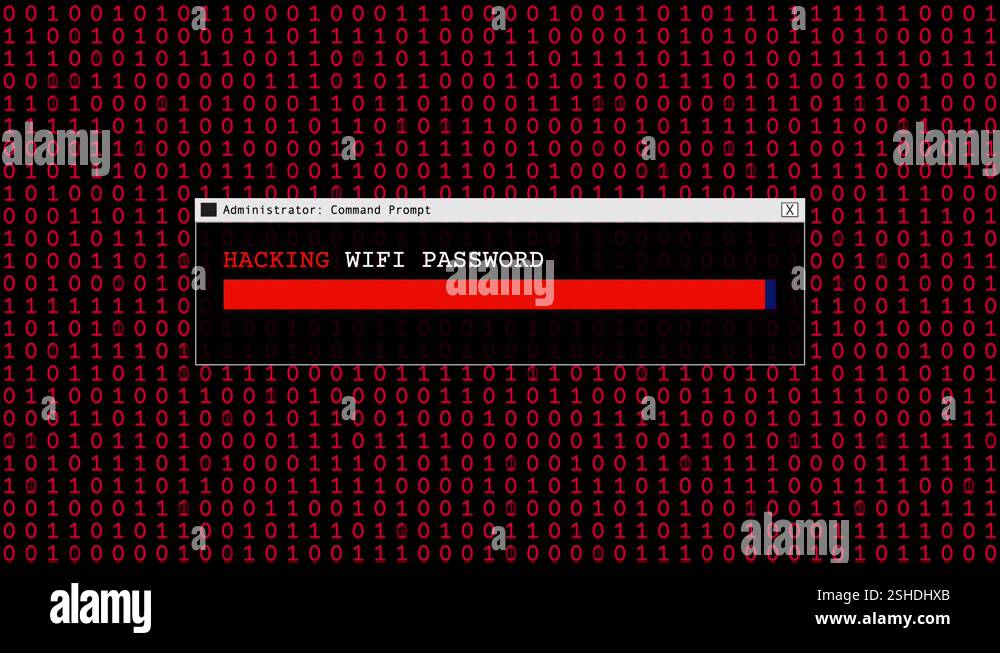 Cyber Attack Red Binary Code Hacking System Abstract Background Concept ...