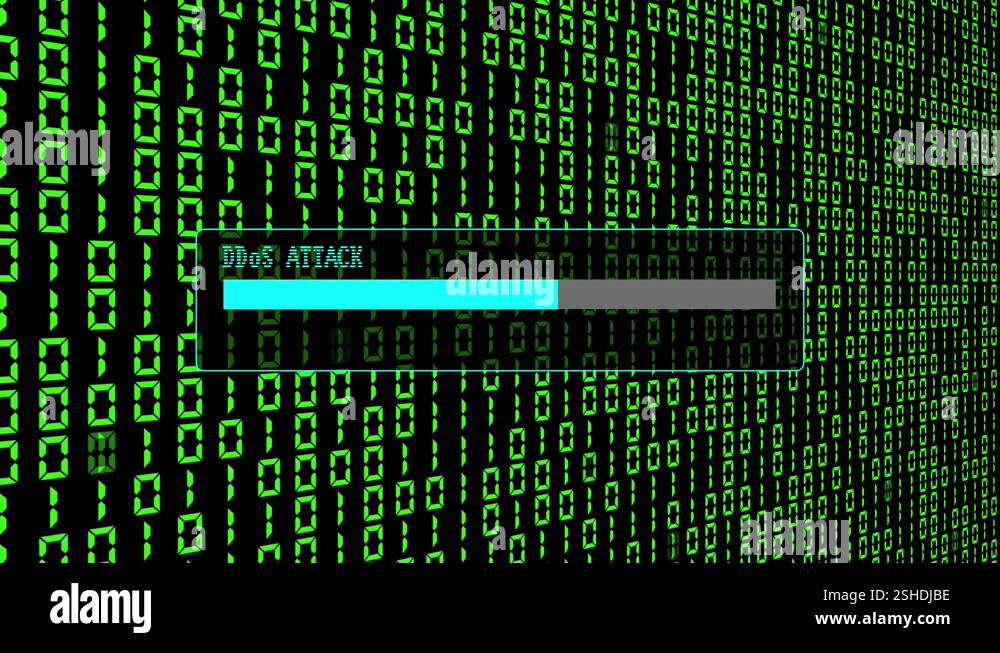 Cyber Attack Green Binary Code Hacking System Abstract Background 