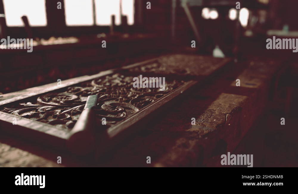Traditional old carpenter workshop interior Stock Video Footage - Alamy