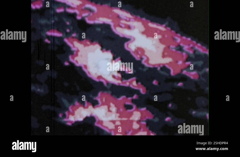 1970s: Photographs and maps of surface of the sun. Burning sun in the ...