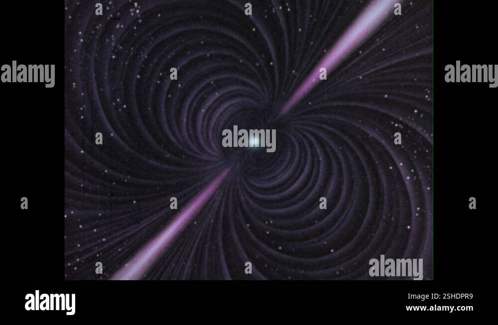 1970s: Illustration of fully collapsed star becoming a pulsar. Star ...