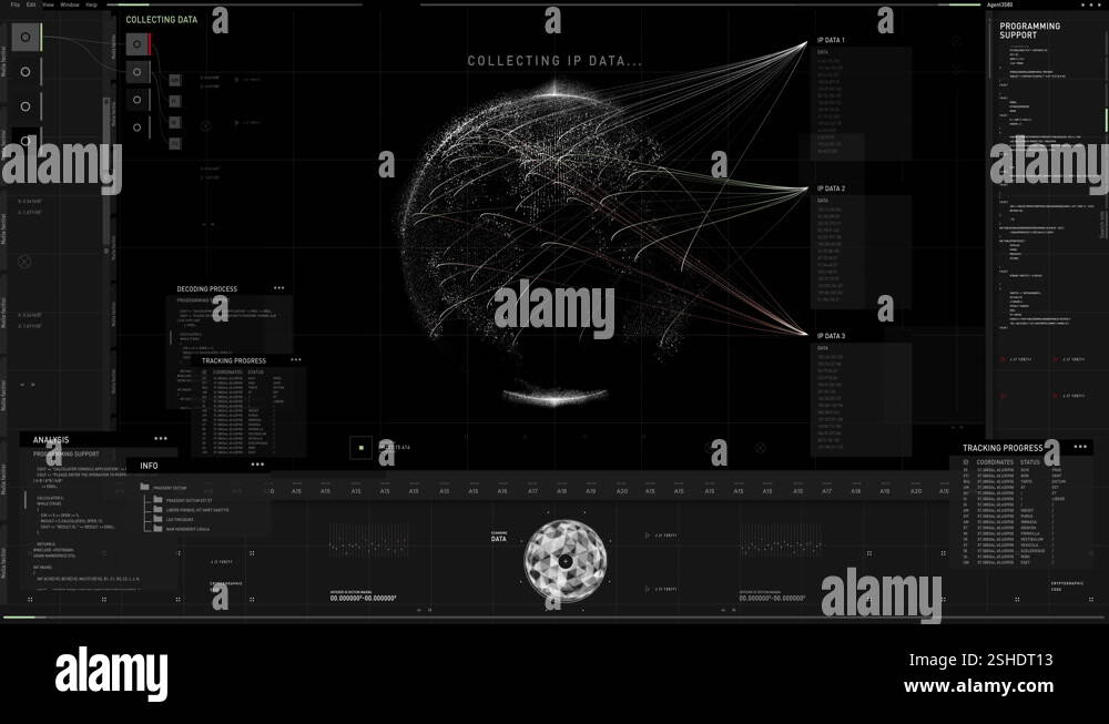 Surveillance Software Starts Analysis To Detect IP Address Of Computer Stock Video Footage - Alamy
