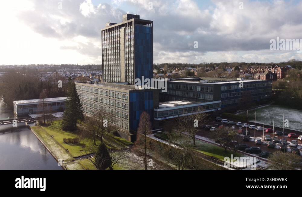 Pilkingtons glass head quarters blue high rise business office park ...