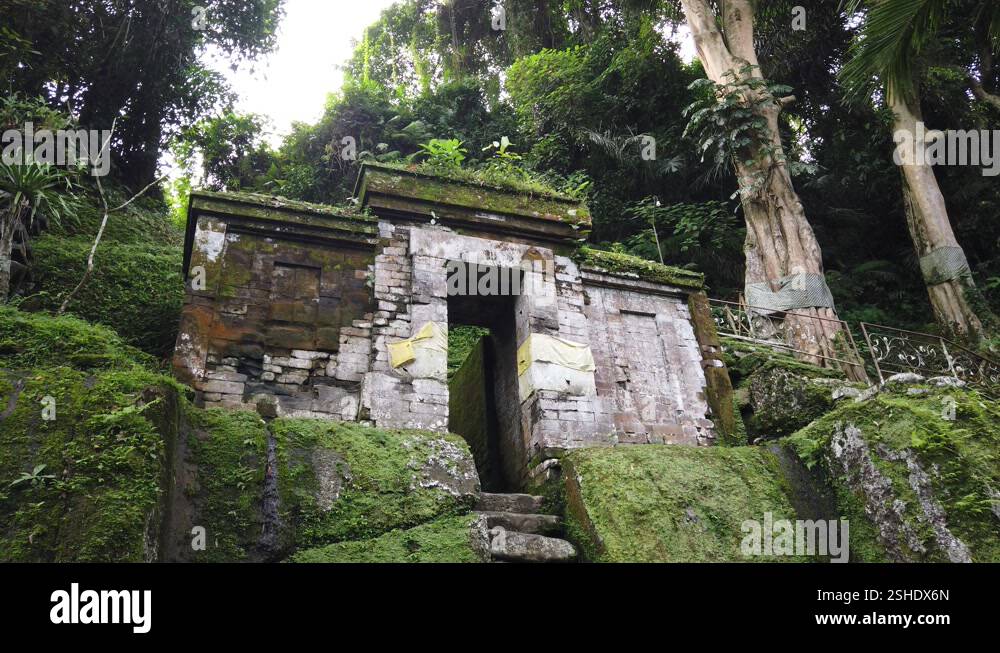 Balinese Ancient Temple Goa Garba, Old Stone Stairs and Gate, Moss on ...