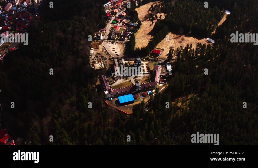 Aerial Drone Shot of The Caraiman Monastery in Romania Stock Video ...