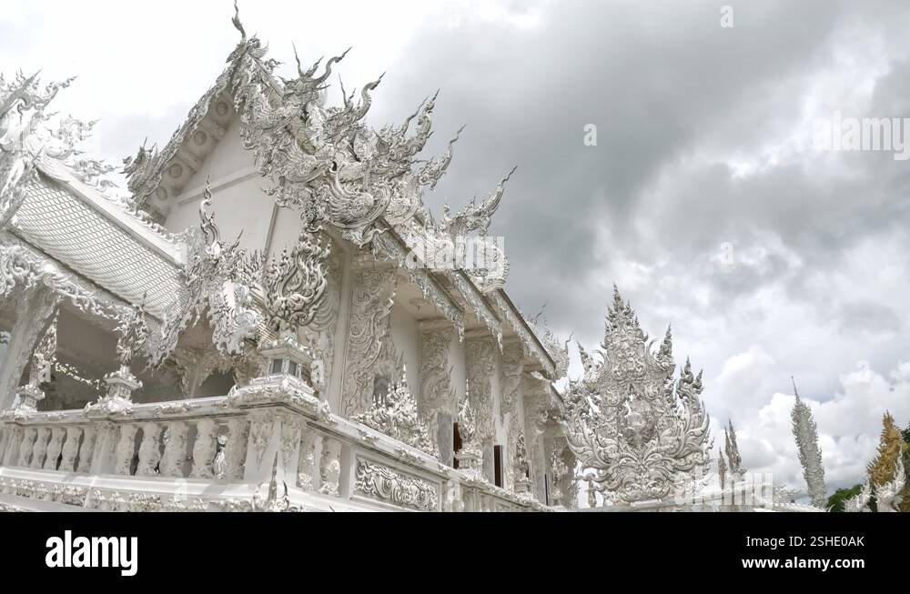 White temple building architecture in Chiang Rai Thailand Stock Video ...