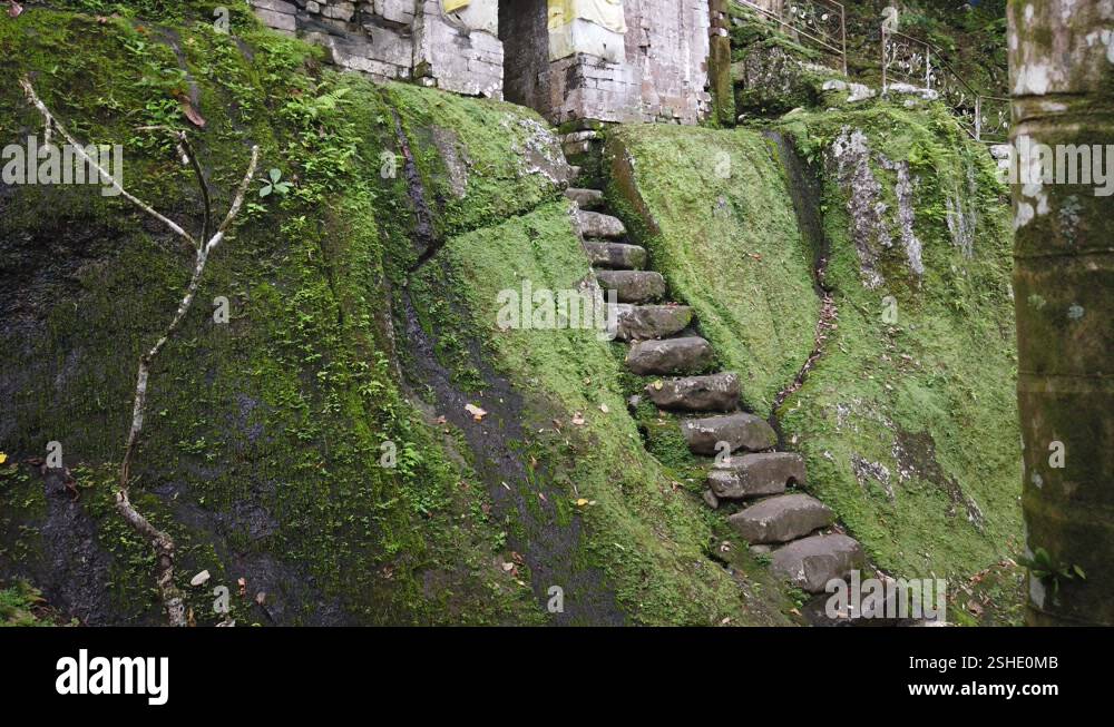 Ancient Ruins Stone Stairs and Mystical Gate at Goa Garba Temple, Bali ...