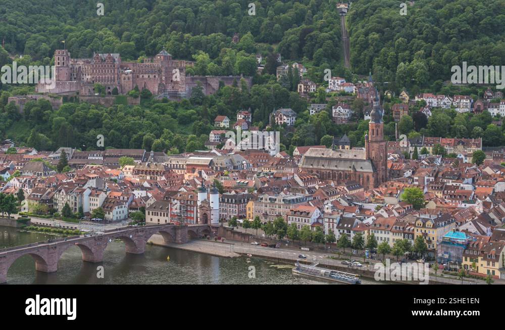 Heidelberg Germany time lapse 4K, city skyline timelapse at Neckar ...