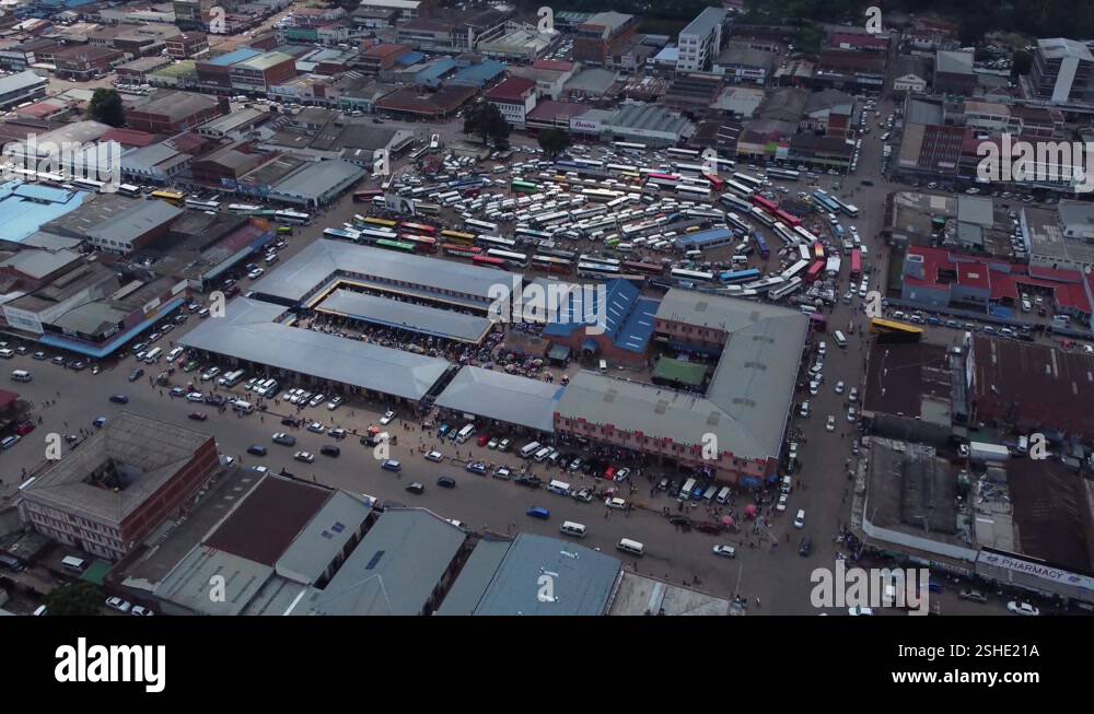 Drone video of a Bus Terminus in Harare, Zimbabwe Stock Video Footage ...