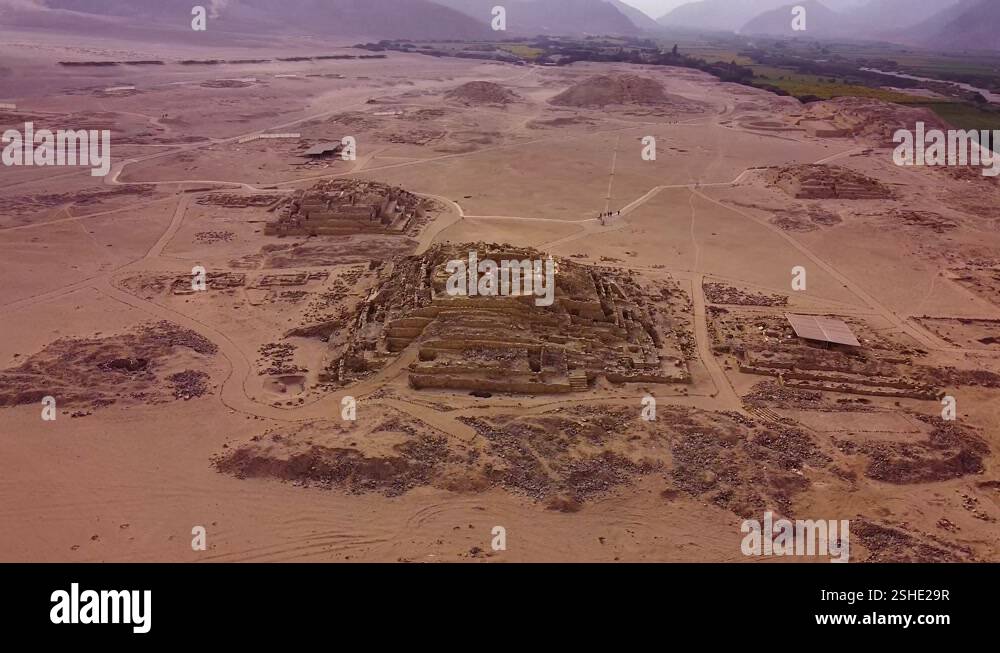 Orbit Shot Of Caral-Supe Civilization Pyramids, Norte Chico, Lima, Peru ...