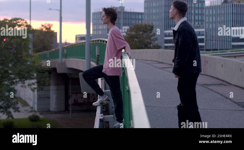 guy helps friend stay on the bridge, says motivational words to him ...