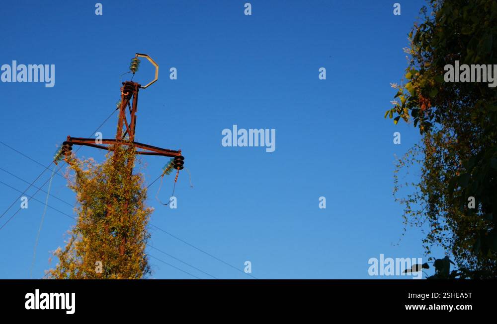 An old and rusted power tower Stock Video Footage - Alamy