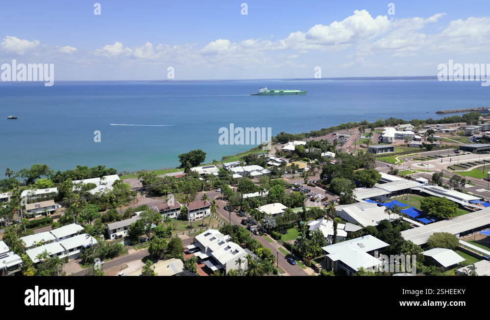 Aerial Drone over properties in residential neighbourhood suburb. Birds ...