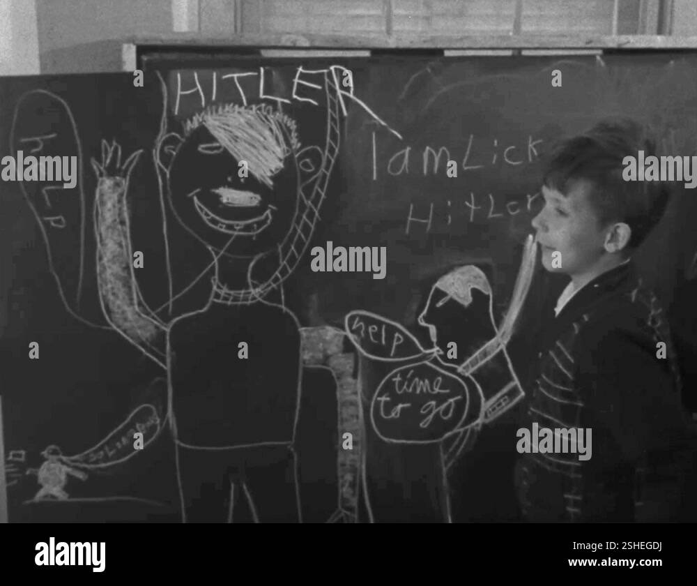 Portsmouth, VA - 1940s: Students draw Hitler in chalk Stock Video ...
