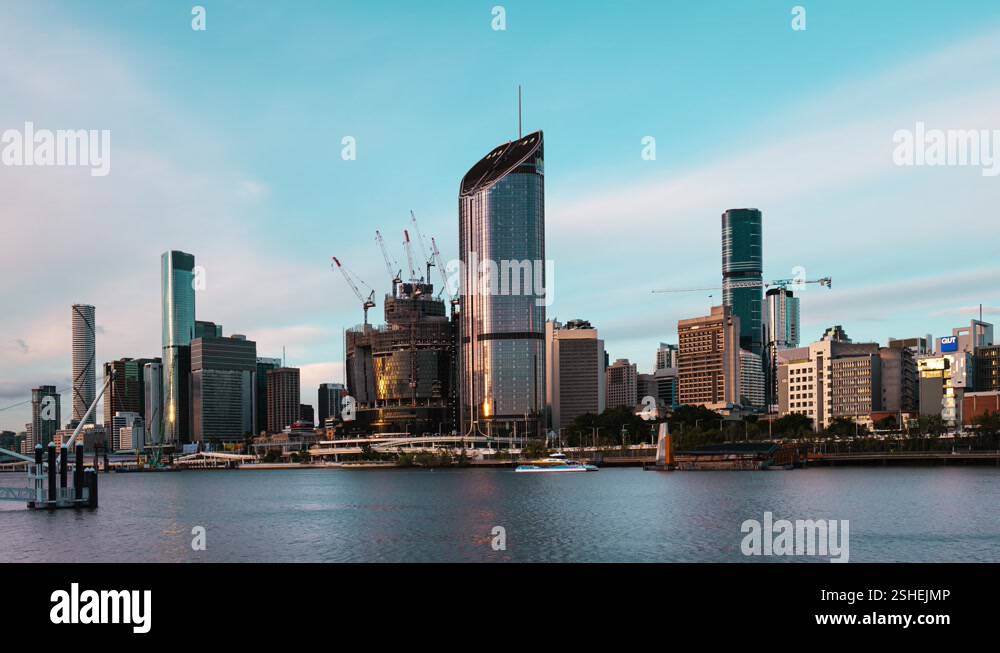 A dramatic time lapse of Brisbane CBD at sunset Stock Video Footage - Alamy