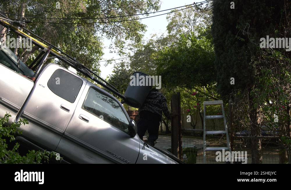 crashed truck with workers still working Stock Video Footage - Alamy