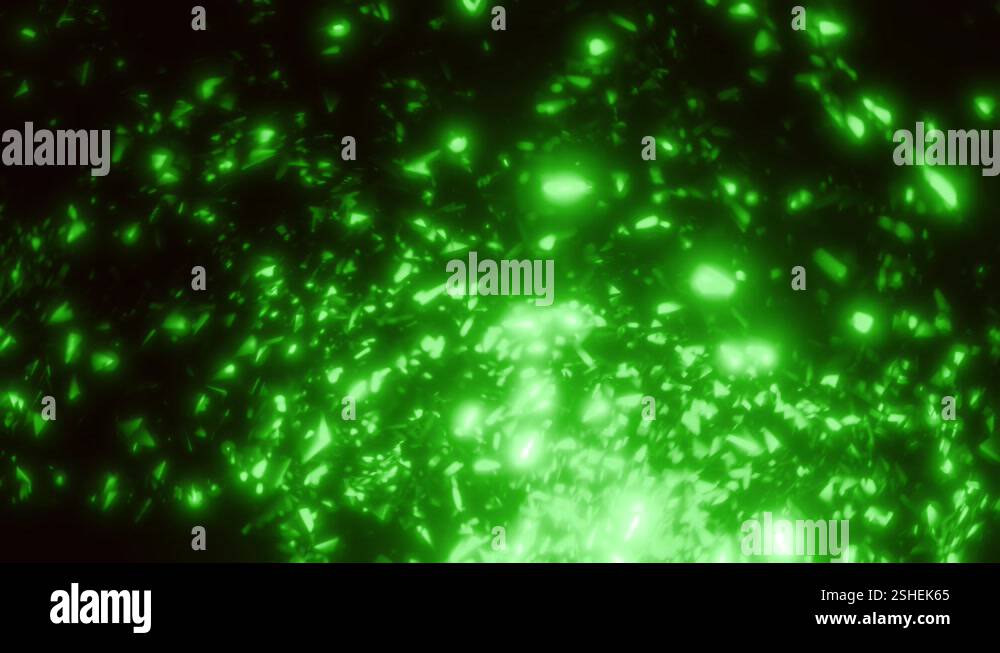 Green particles vortex render. 4K CG abstract motion background of ...