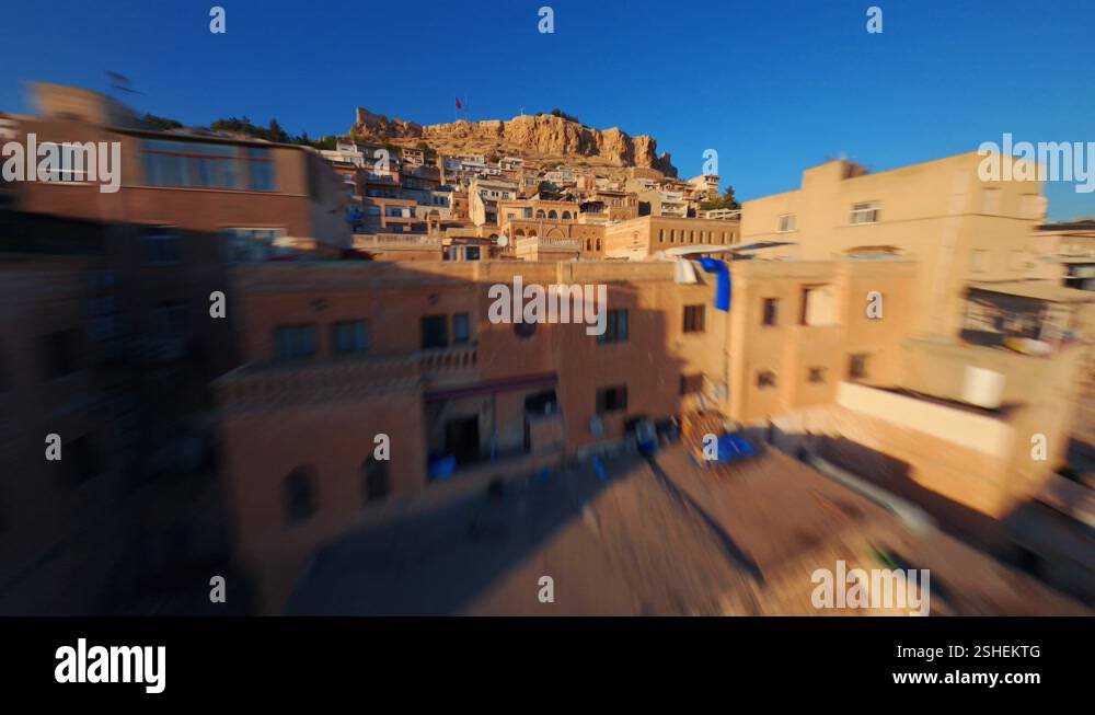 Aerial View Of Old Mardin City Landscape In Turkey. FPV drone shot. 4K ...
