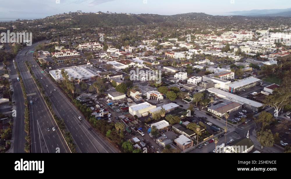 Santa Barbara Cityscape and Highway in California. USA. Morning, Sunset ...