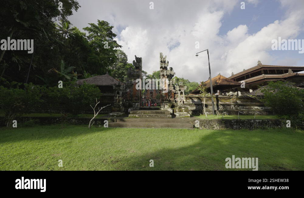 Aerial: Female Performers Performing Dance Outside Temple, Drone Flying ...