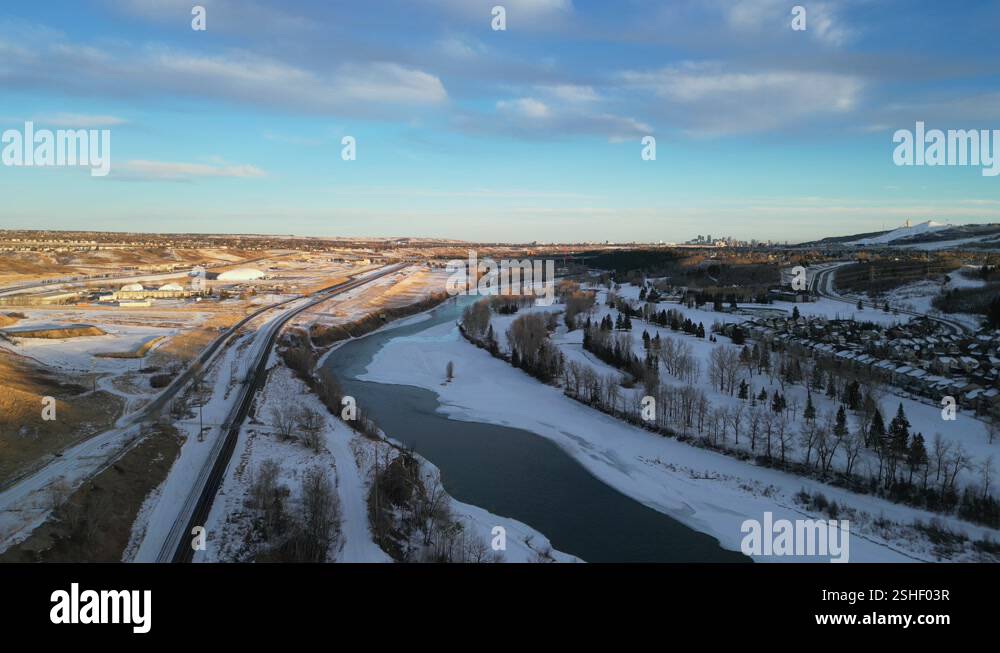 The community of Valley Ridge in Calgary Alberta is seen from an aerial ...