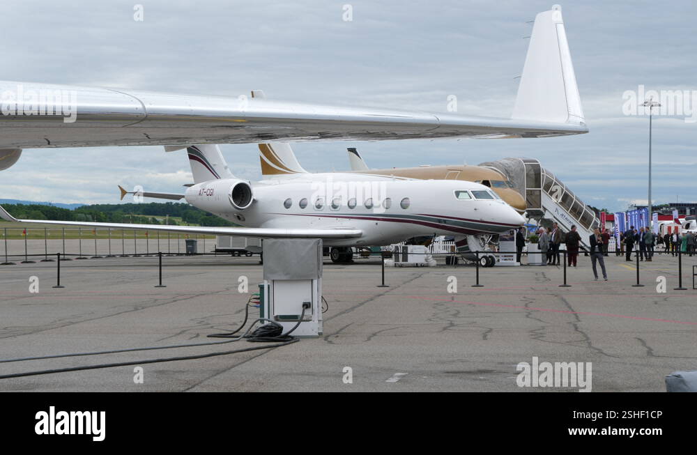 Business Jets at Display at EBACE Aviation Fair in Geneva Stock Video ...