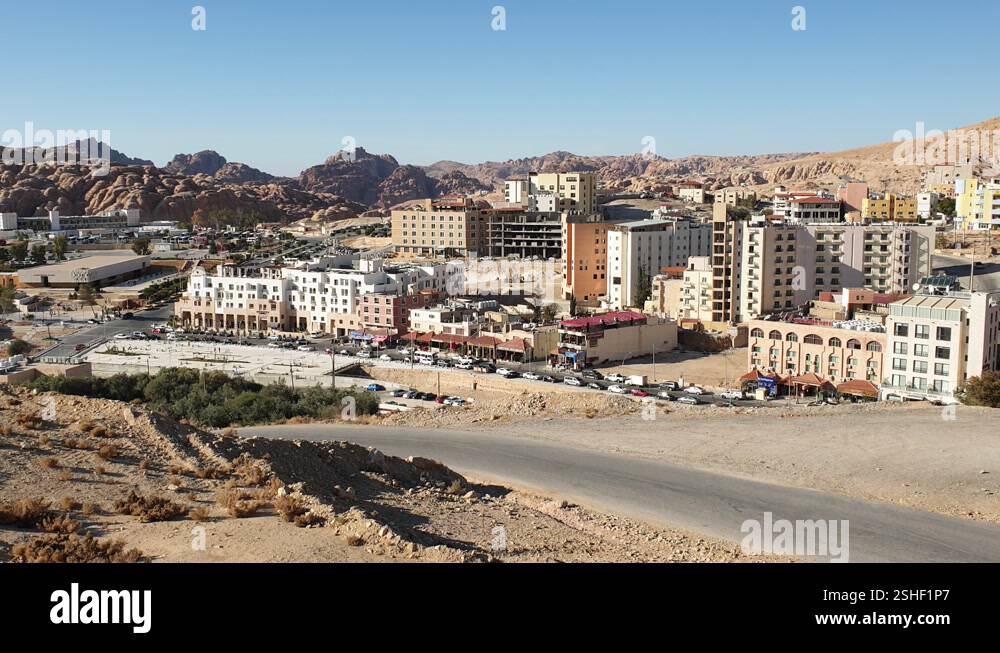 A view of Wadi Musa town in Jordan, the popular tourism main entrance ...