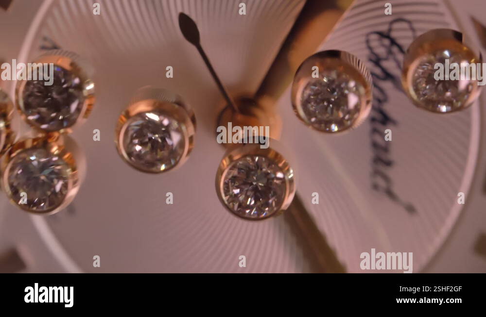 Luxury Chopard watch face macro with expensive sparkling diamonds ...