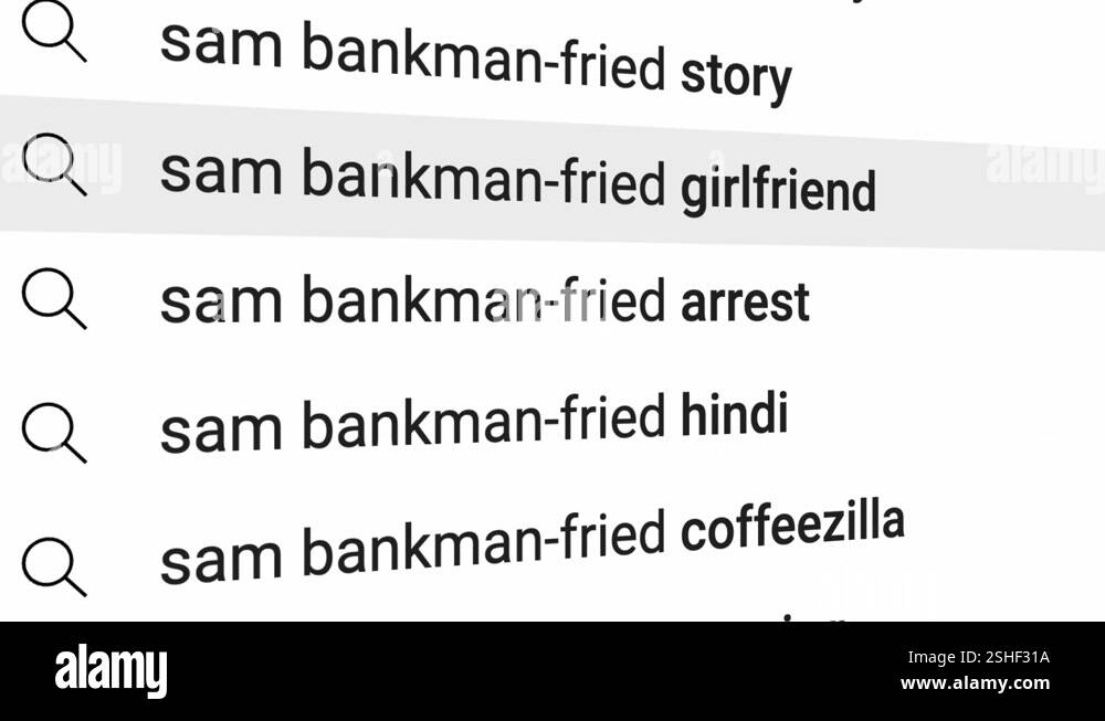 Sam Bankman is being typed in a search bar on a computer LCD monitor ...