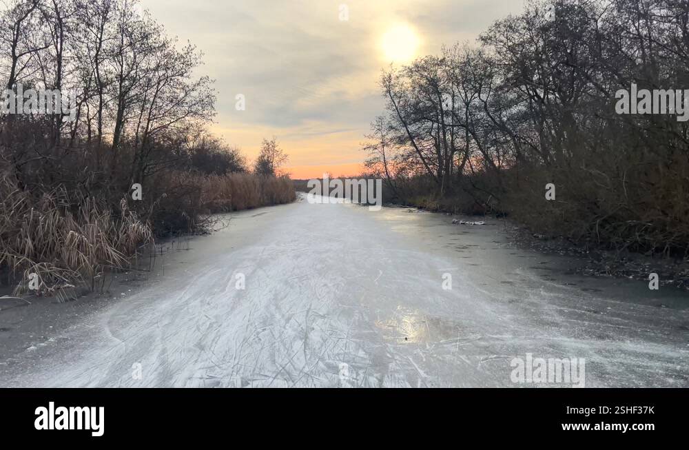 Ice Skating In Nature Pov Stock Video Footage Alamy