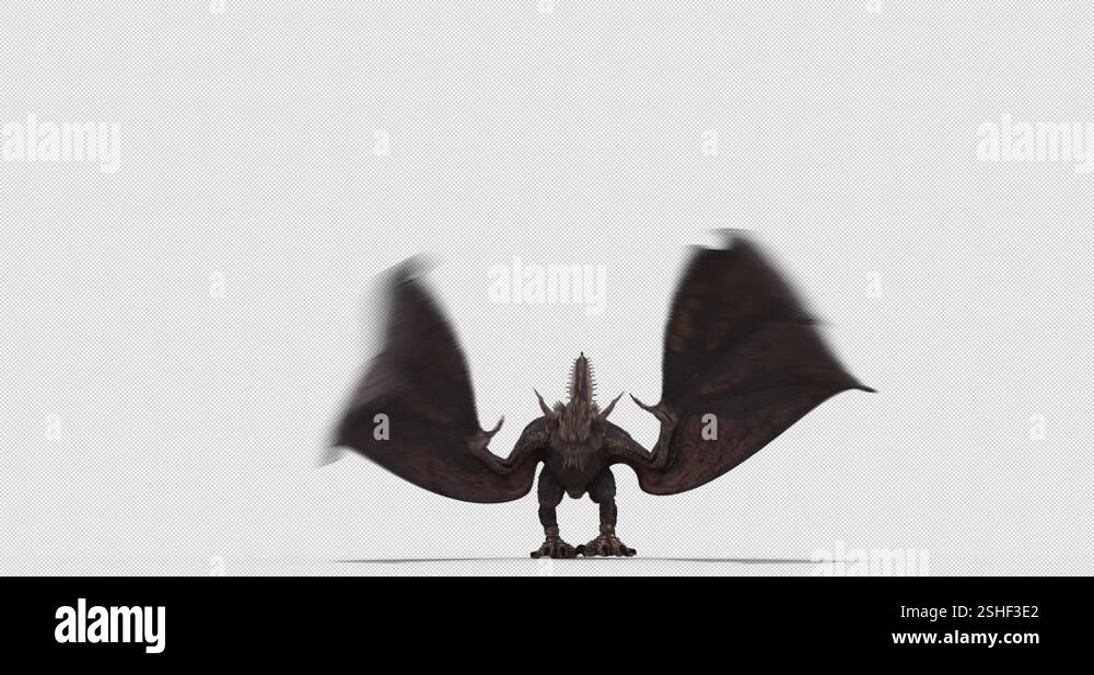 Realistic dragon landing on black background. VFX element Stock Video ...