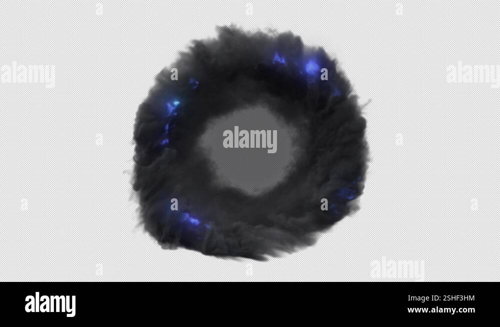 A dark magical portal giving off blue energy seen from the front. A ...