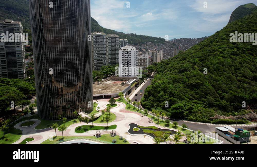 Pulling away showing Praia da Gavea in Sao Conrado, Rio de Janeiro ...