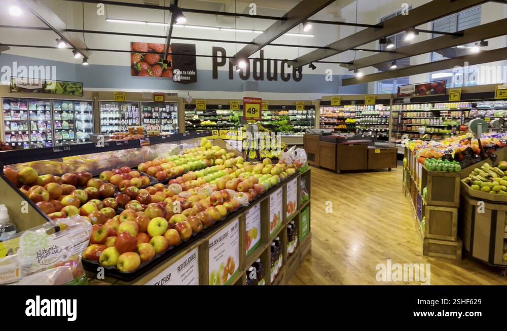 Produce department pan in a grocery store neat clean and fresh ...