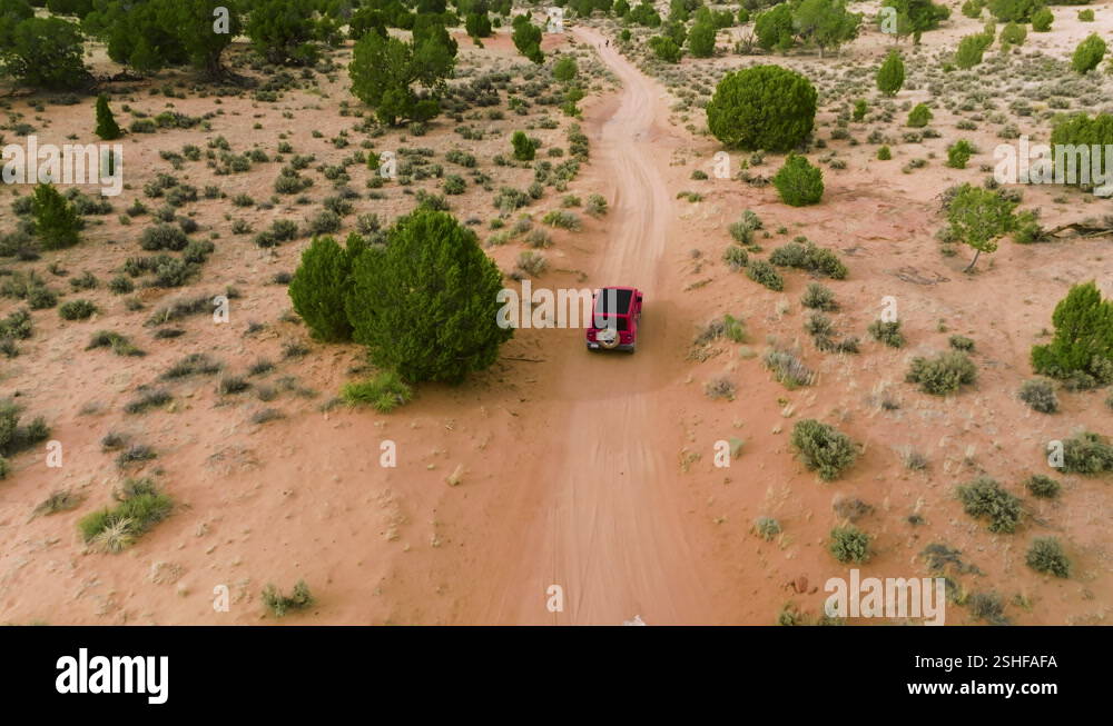 Jeep Wrangler Car Drives By In Off-Road Going To White Pocket In Utah ...