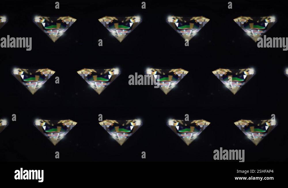 Diamonds spinning black background. Abstract motion design of rows of ...