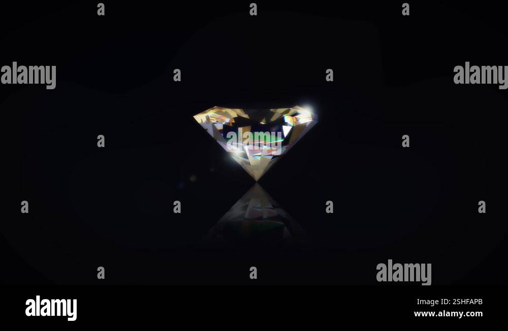 Large diamond spinning. Beautiful 4K render of a shiny round brilliant ...