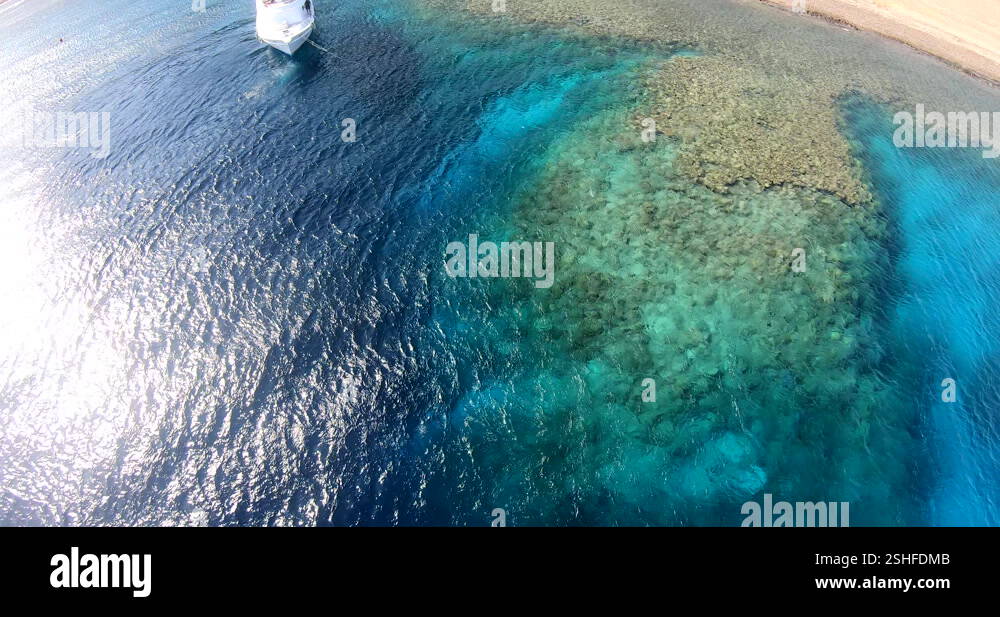 Ariel Shot for the Coral reef of the Red Sea in Sinai Peninsula and ...