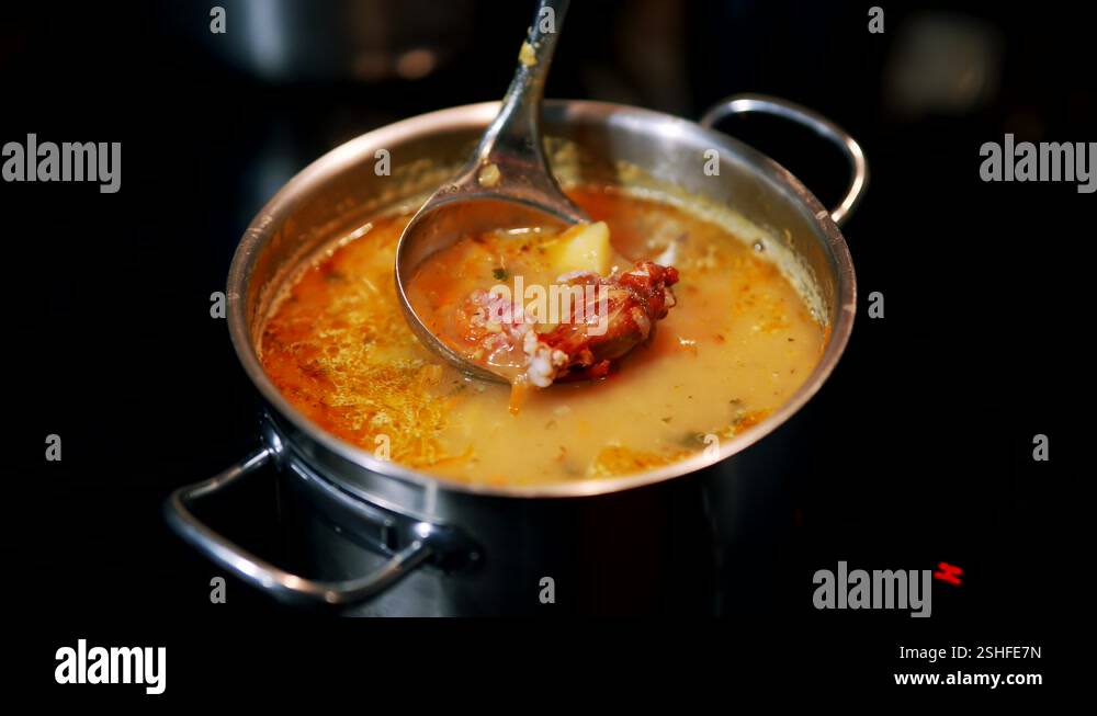 Hot Dish On Lunch Traditional Dominican Creole Soup. Harira Sancocho ...