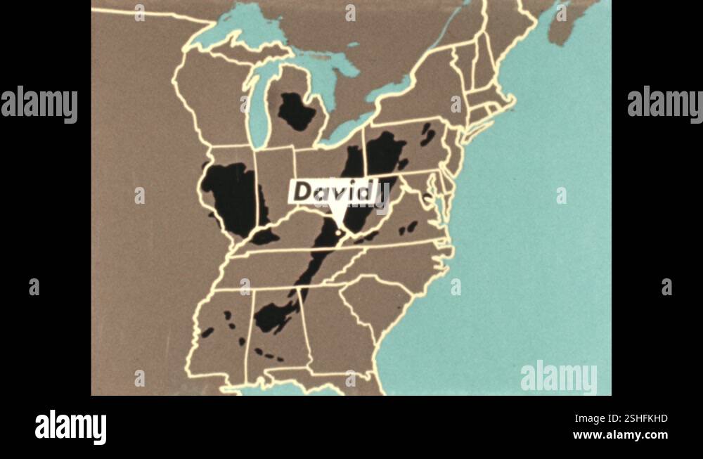 1950s: Map of coal country. Arrow pointing to David in Kentucky. Arrows ...